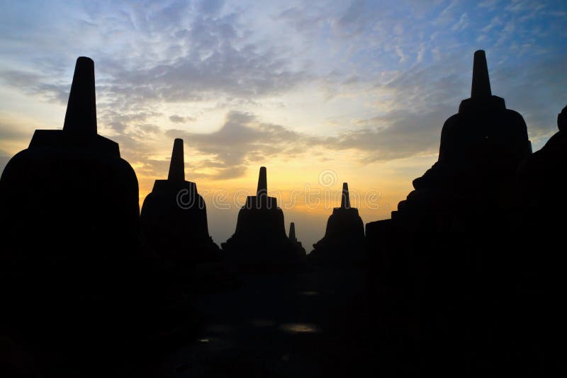 Sunrise at Borobudur Temple. Stock Photo - Image of classical ...