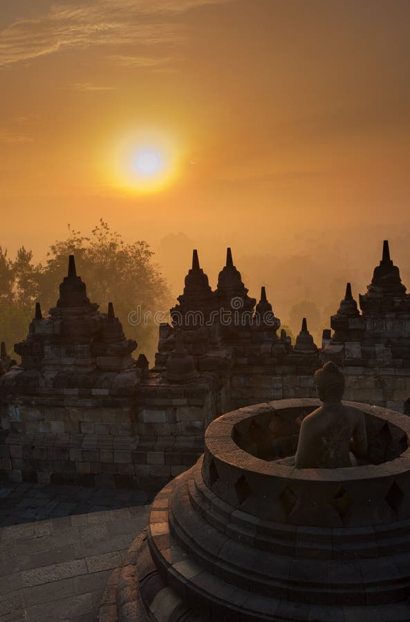 Borobudur Temple at Sunrise, Java, Indonesia Stock Image - Image of ...