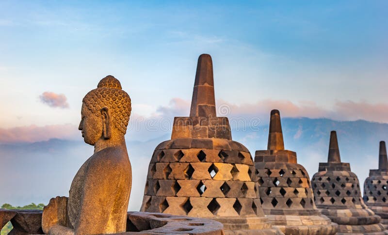 Borobudur Temple at Sunrise, Java, Indonesia Stock Photo - Image of ...