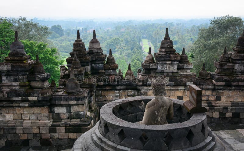 The Temple of Borobudur on Java in Indonesia Stock Image - Image of ...