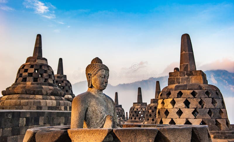 Borobudur Temple at Sunrise, Java, Indonesia Stock Image - Image of ...