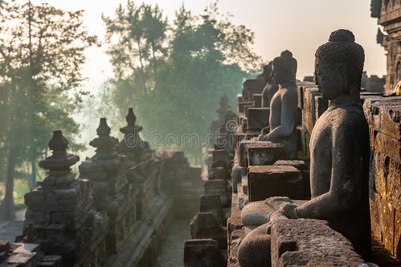 Borobudur Temple at Sunrise, Java, Indonesia Stock Image - Image of ...