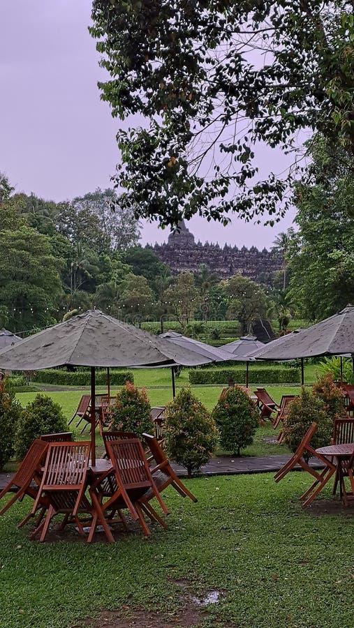 Borobudur Temple View from Hotel Stock Image - Image of plant, java ...