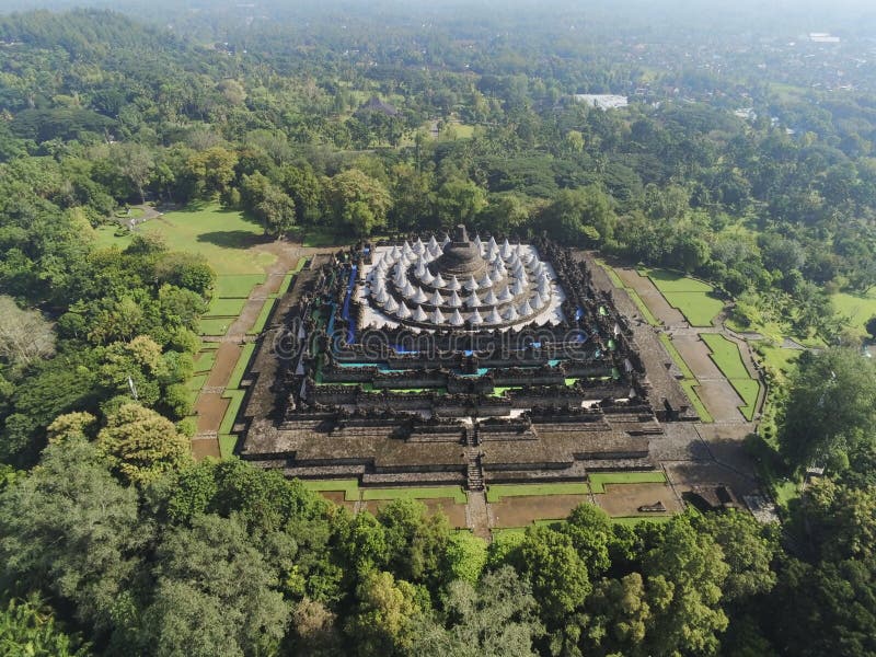 Borobudur Temple View Shot Drone Stock Photo - Image of borobudur ...