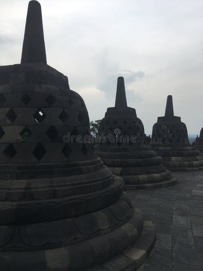 Borobudur Temple in Java, Indonesia on Cloudy Day. Stock Photo - Image ...