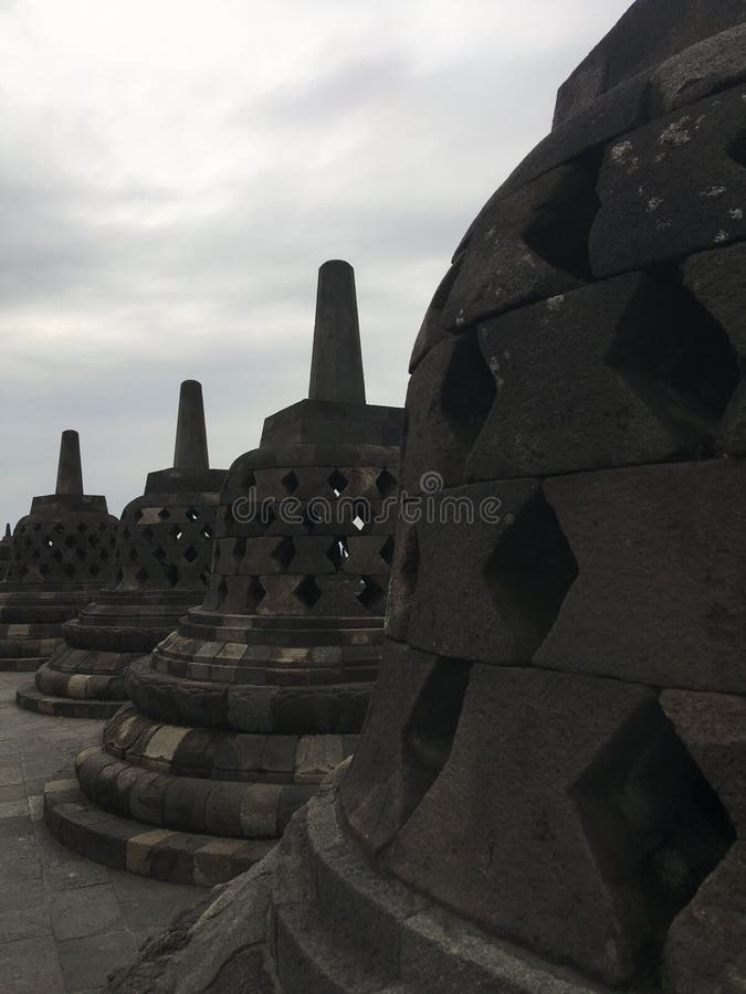 Borobudur Temple in Java, Indonesia on Cloudy Day. Stock Photo - Image ...