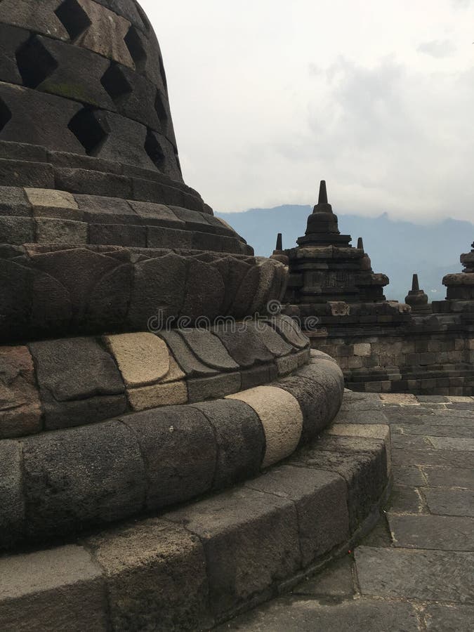 Borobudur Temple in Java, Indonesia on Cloudy Day. Stock Photo - Image ...