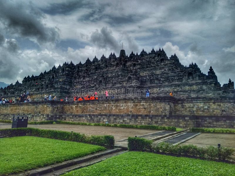Borobudur under a dark sky stock photo. Image of landscape - 264244680