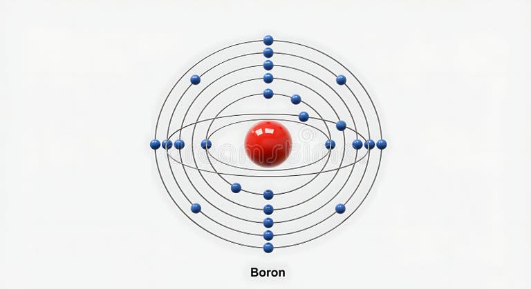 Boron Atom: a Clean, Schematic 3D Model of Atomic Structure Stock ...