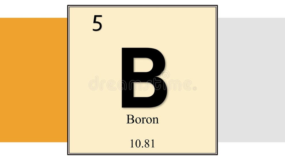 Boron Chemical Element Symbol on Orange Gray Colored Solid Background ...