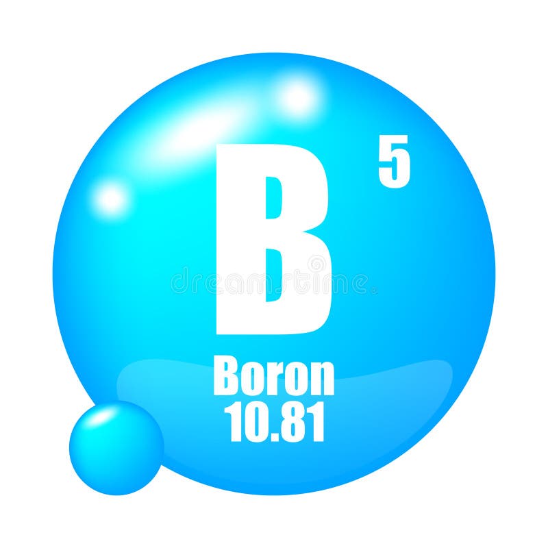 Boron Element Symbol. Atomic Number Five. Blue Glossy Icon. Chemical ...