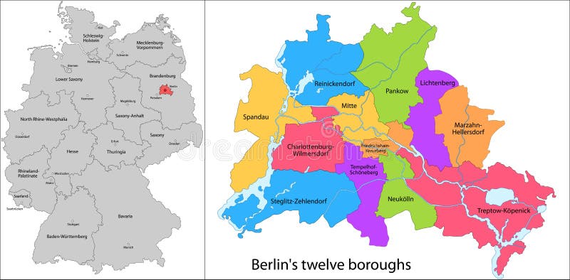 Boroughs of Berlin stock vector. Illustration of federal - 32719322