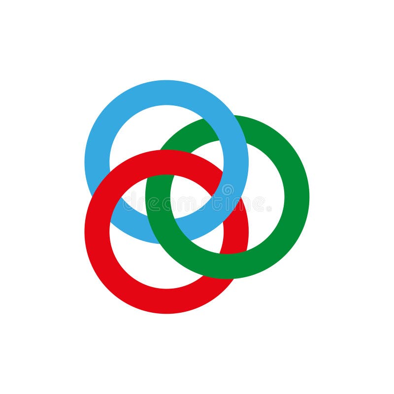 Borromean Rings. Three Simple Closed Curves. Three Colored Intersecting ...