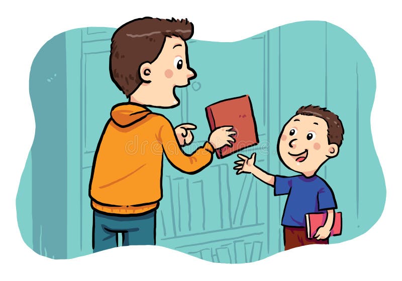 Kids Borrowing Books in the Library Stock Vector - Illustration of kids ... Kids Borrowing Books in the Library Stock Vector - Illustration of kids ...