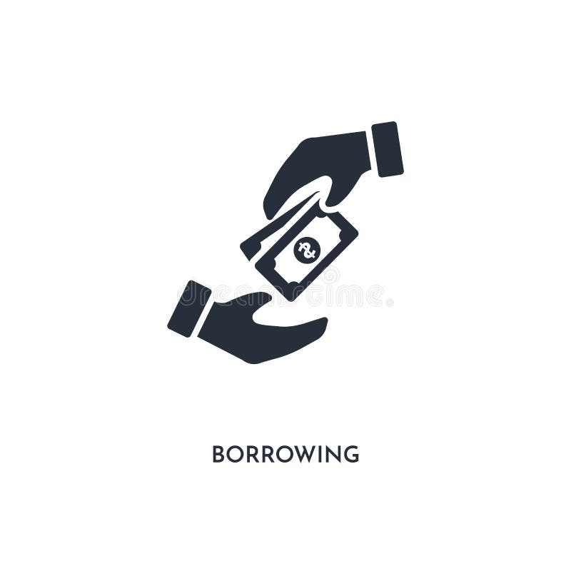 Borrowing Icon. Simple Element Illustration. Isolated Trendy Filled Borrowing Icon on White ...