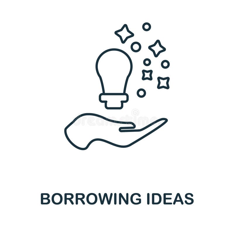 Borrowing Ideas Outline Icon. Monochrome Simple Borrowing Ideas Line ...