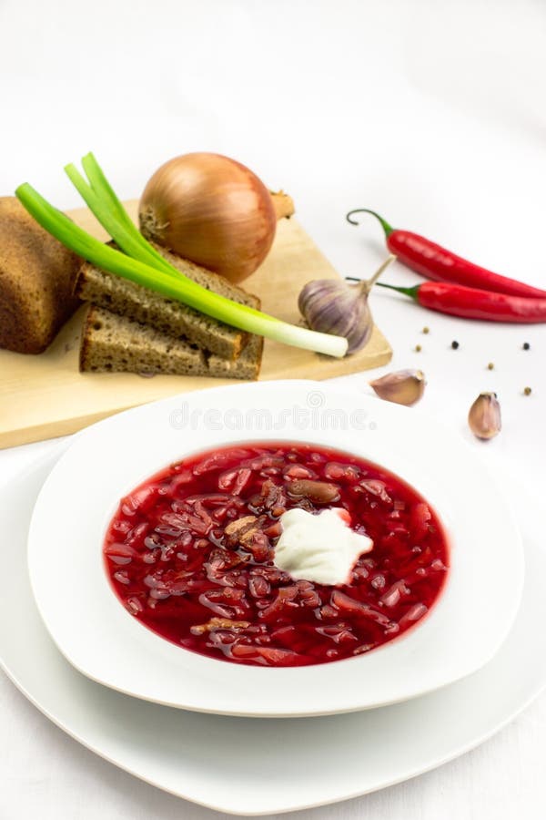 Borsch stock photo. Image of soup, garlic, beets, bread - 27854308