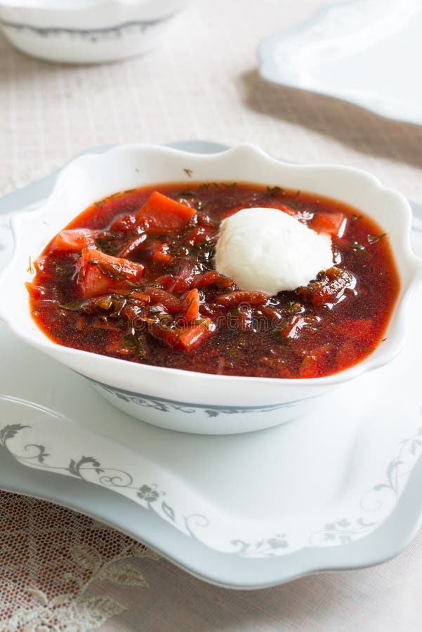 Borsch-Russian National Dish Stock Photo - Image of colorful, bowl ...