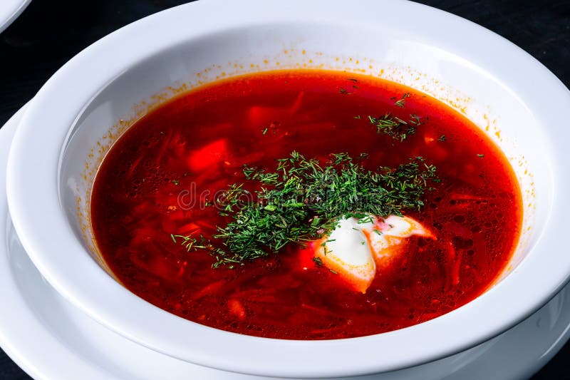 Borsch Soup in a Cafe, Lunch Menu Stock Photo - Image of food, menu ...