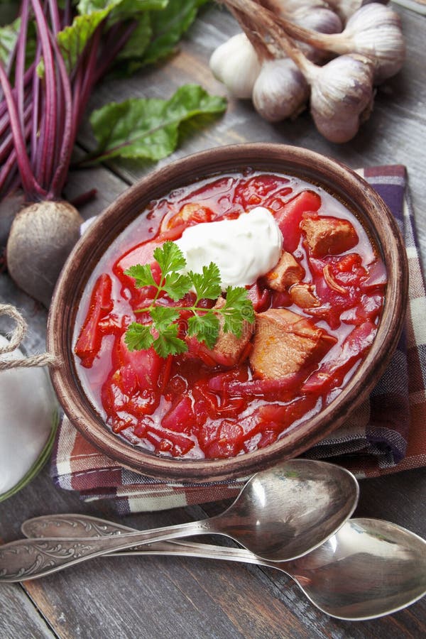 Borsh. Russian Traditional Dish Stock Photo - Image of meat, cuisine ...