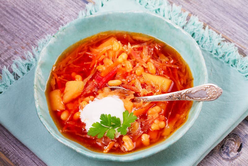 Borsht, Bortsch, Borshch, Borscht. Soup Made with Vegetables, Bean and ...