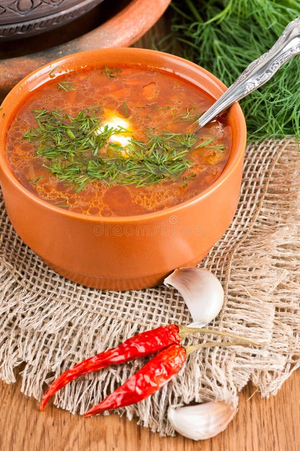 Borsjt, Soep Van Een Biet En Kool Stock Afbeelding - Image of eten ...