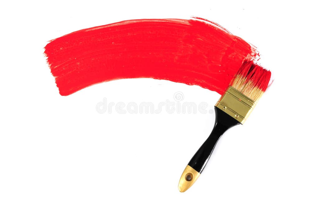 Borstel en rode verf stock foto. Image of verbeteringen - 8229836