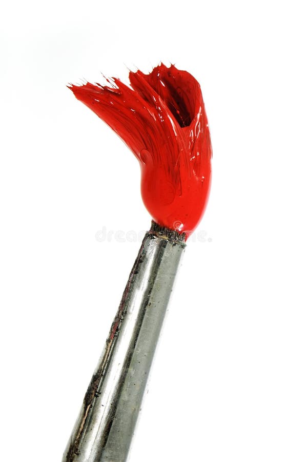 Borstel met rode verf stock afbeelding. Image of patroon - 12822347