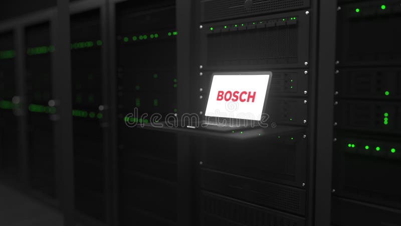 BOSCH Logo on the Screen in a Modern Server Room. Conceptual Editorial ...