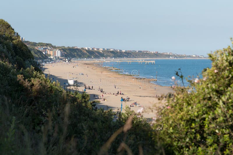 Boscombe beach and pier stock image. Image of tourism - 95666023
