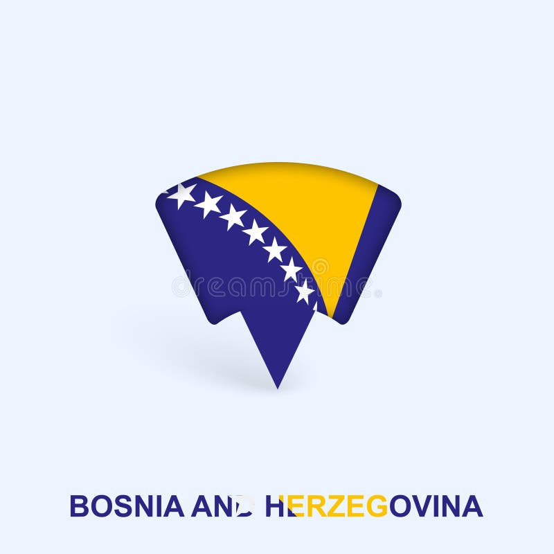 Bosnia and Herzegovina Flag Map Pointer Design with Shadow Stock ...