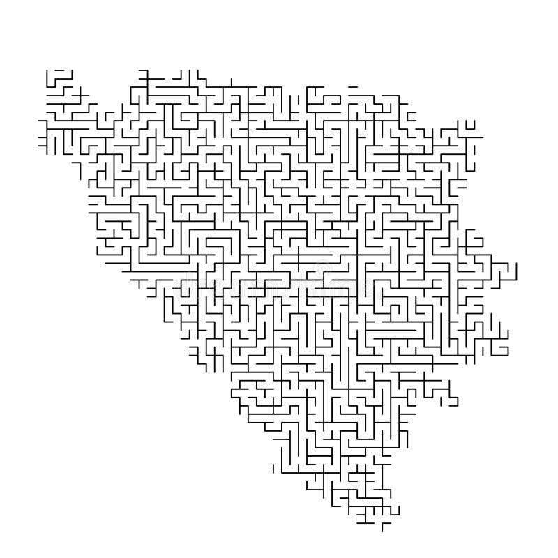 Bosnia and Herzegovina Map from Black Pattern of the Maze Grid. Vector ...