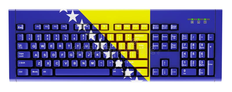 Bosnian and Herzegovinan Flag Painted on Computer Keyboard. 3D ...