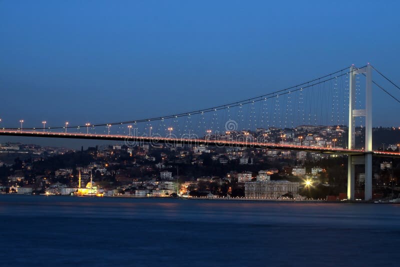 Bosphorus Bridge stock image. Image of blue, night, bridge - 20393875