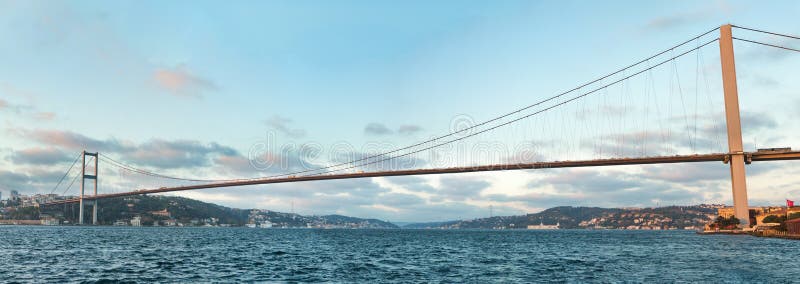 The Bosphorus Bridge and the Ship Stock Photo - Image of historical ...
