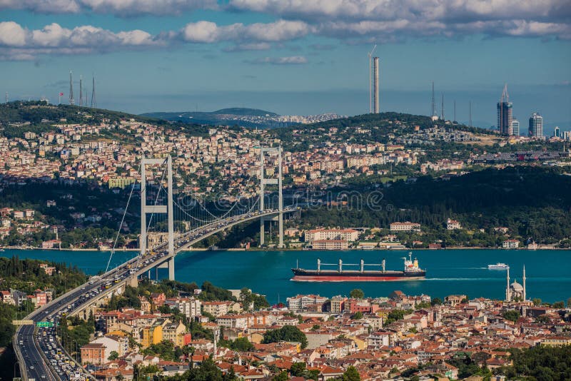 The Bosphorus Bridge stock image. Image of blue, clouds - 184868923