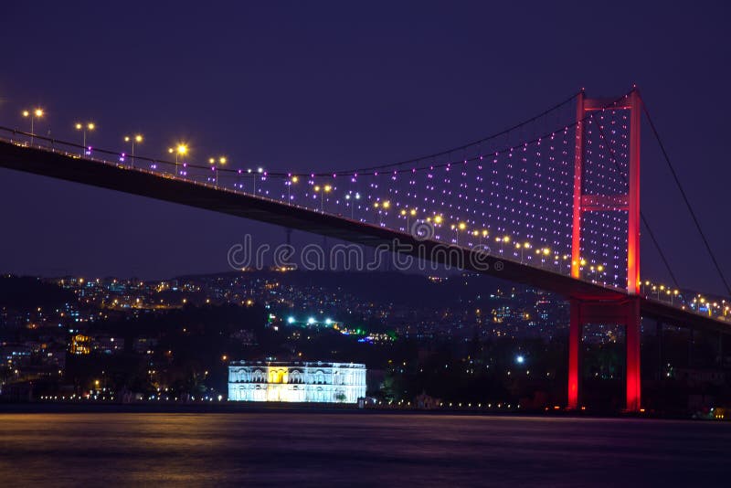 Bosphorus Bridge at the Night 3 Stock Image - Image of marine, turkey ...