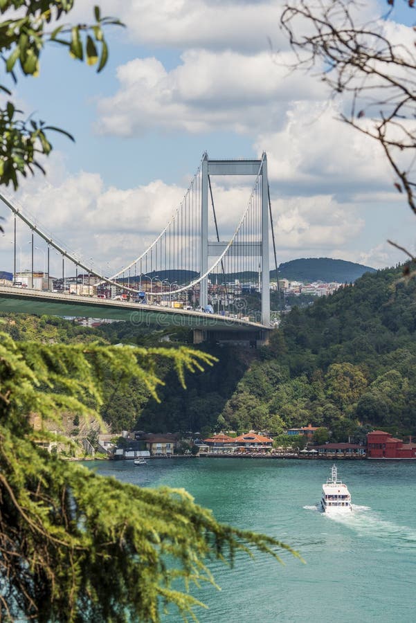 Bosphorus Bridge Supporting the Usual Traffic between Stock Image ...