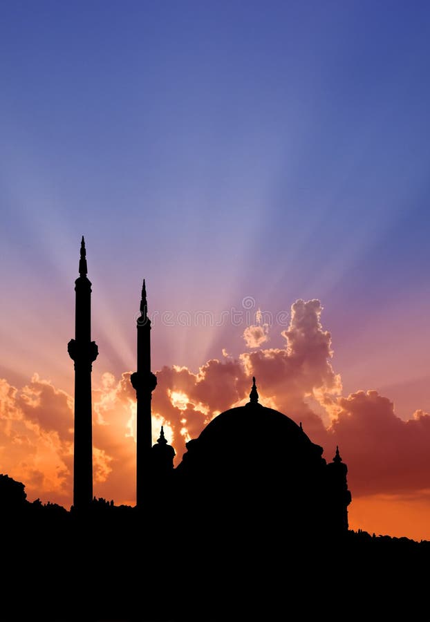 Islamic Mosque with Minarets Stock Photo - Image of background, scenic ...