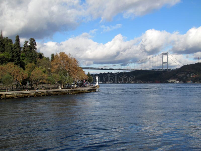 Bosphorus Strait and First Bosphorus Bridge Stock Photo - Image of blue ...