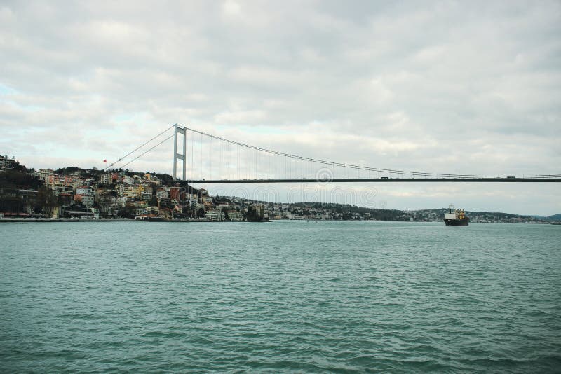 Bosphorus Strait. View of the Bridge and the Bosphorus Strait from the ...