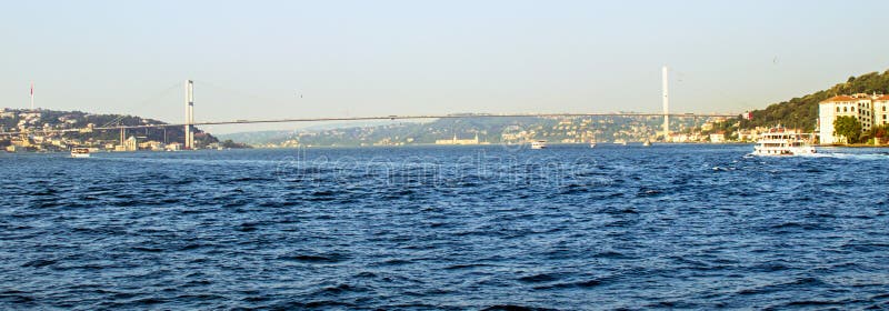 Bosphorus and Suspended Bosphorus Bridge View Stock Photo - Image of ...