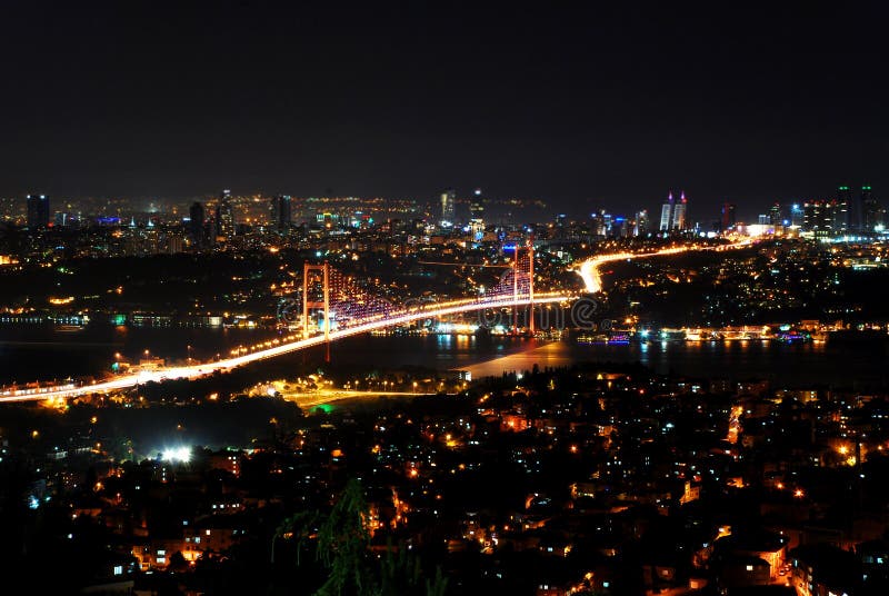Istanbul City at Night stock image. Image of aerial, aqua - 31392539