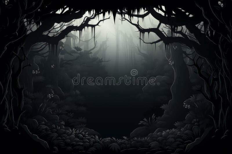 Bosque De Marco De Estilo De Comic Negro. Generar Ai Stock de ...