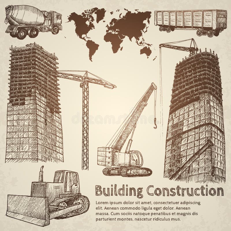 Bosquejo De La Construcción De Edificios Ilustración del Vector - Ilustración de desarrollo ...