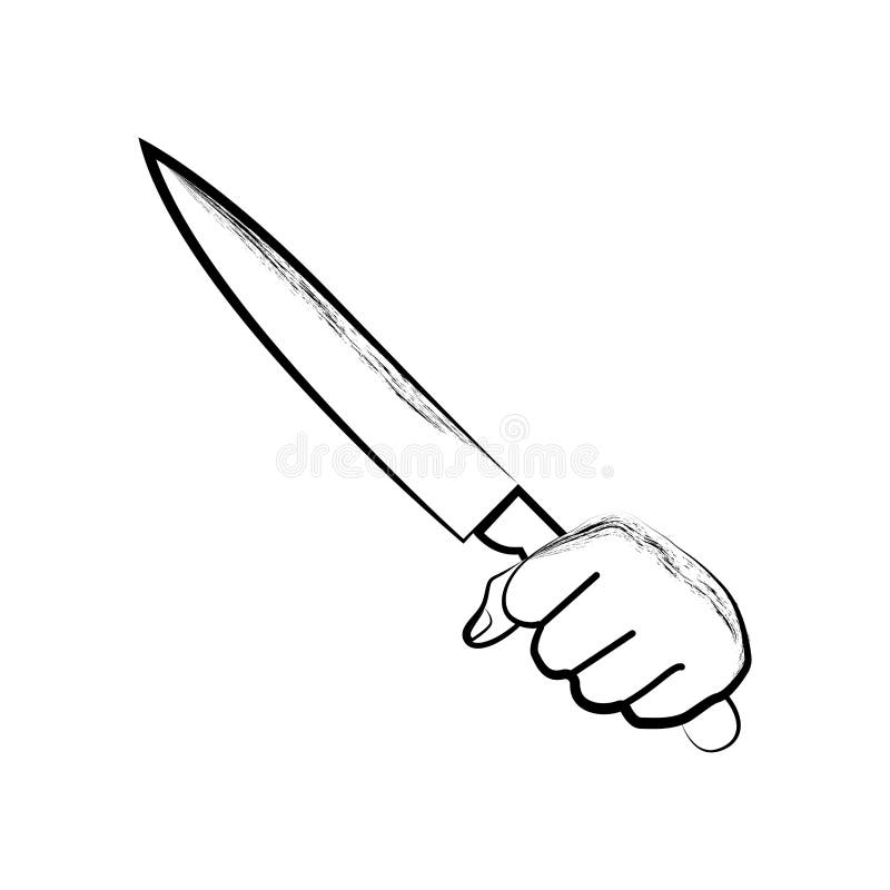 Bosquejo De Una Mano Que Sostiene Un Cuchillo Ilustración del Vector ...