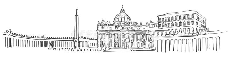 Bosquejo Del Panorama De La Ciudad Del Vaticano Ilustración del Vector ...