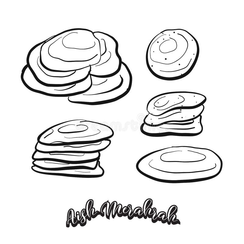 Bosquejo De La Comida De Aish Merahrah En La Pizarra Ilustración del ...
