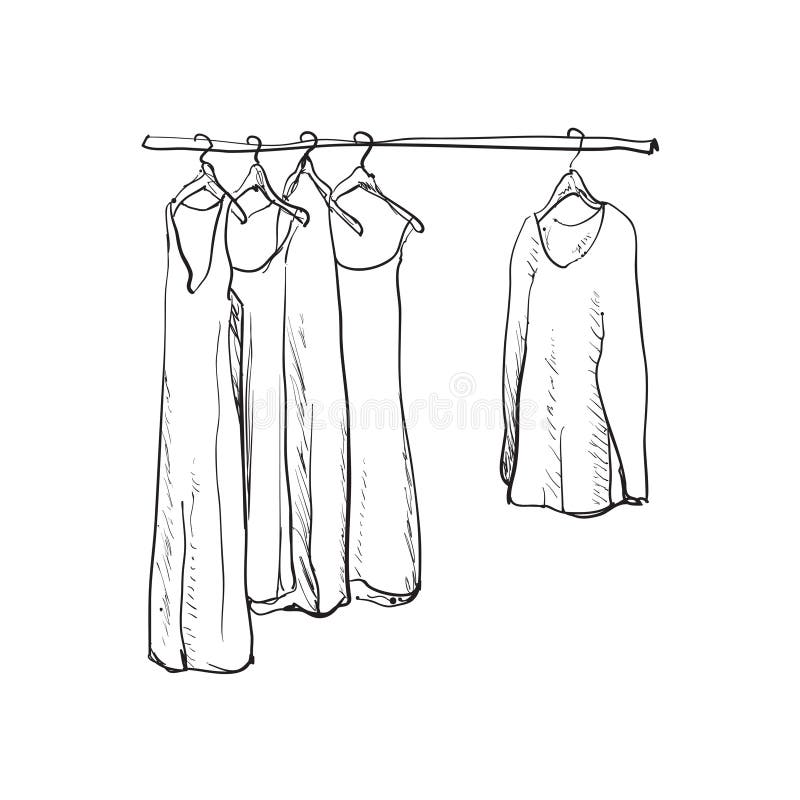 Bosquejo Dibujado Mano Del Guardarropa Ropa Ilustración del Vector ...