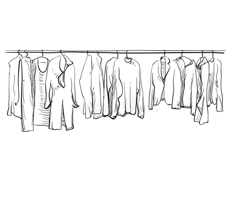 Bosquejo Dibujado Mano Del Guardarropa Ropa Ilustración del Vector ...